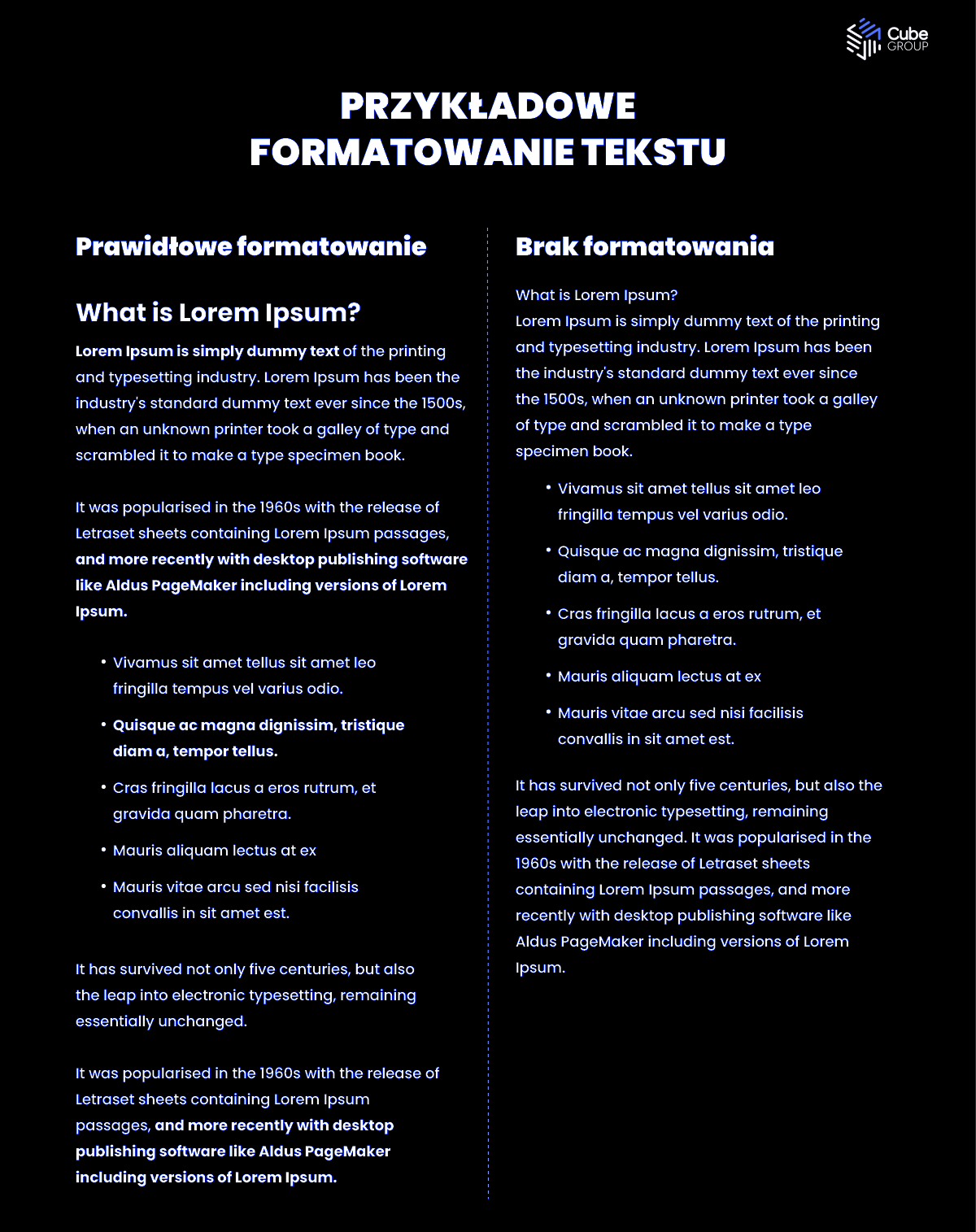 10 Zasad dobrego formatowania tekstu - Cube Group